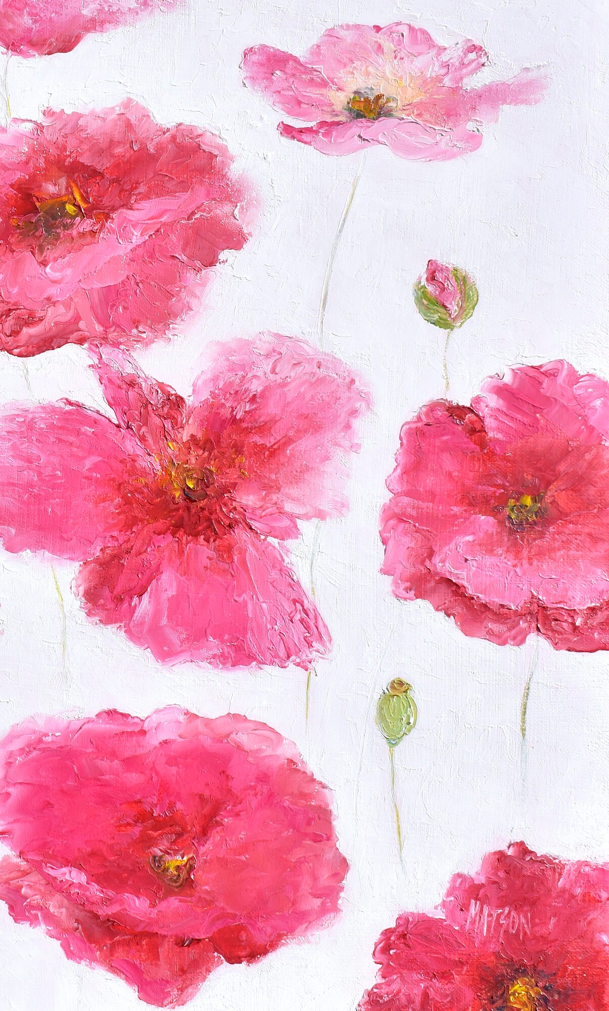 Poppy Painting, Canvas Art, POPPIES, Poppy Art, Flower Painting, Pink ...