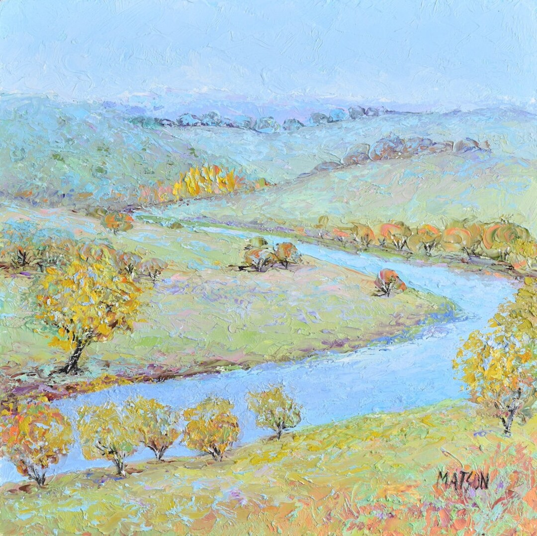 Australian River Country Landscape Scene, Framed Oil Painting, Textured ...