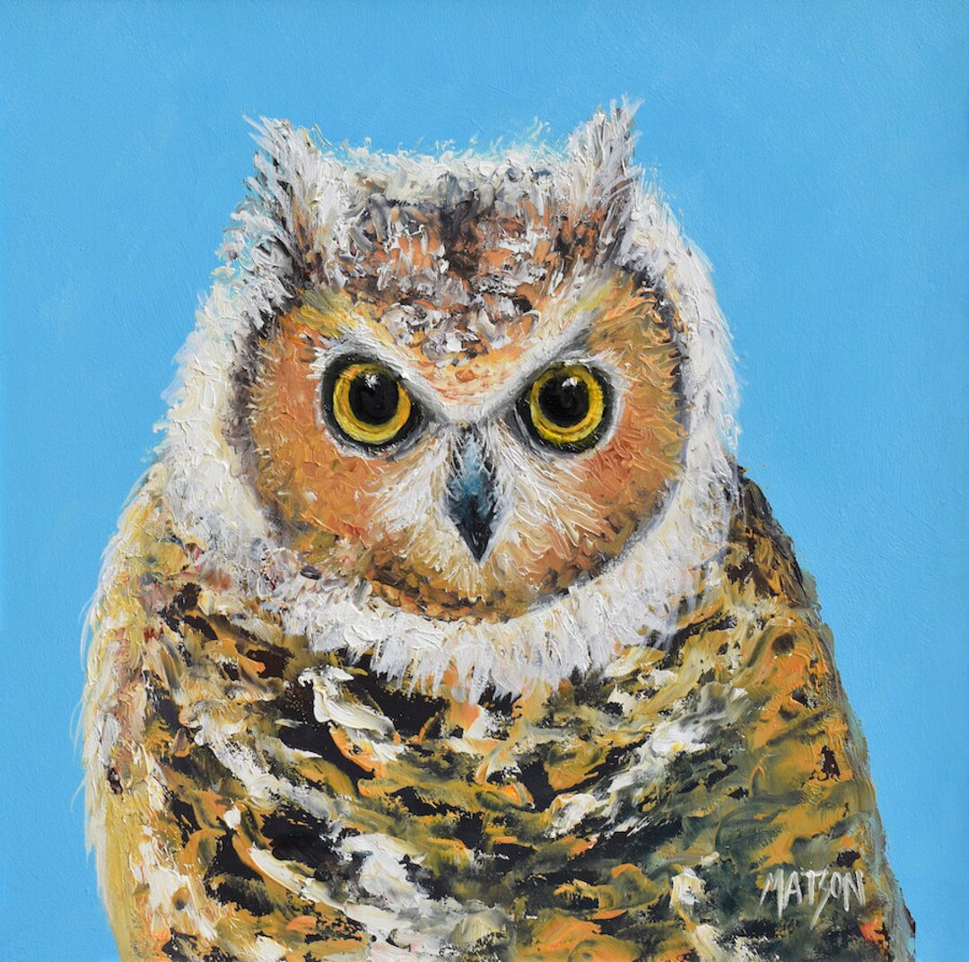 Whimsical Owl Painting for Nursery Decor, Cute Owl Artwork for Kid's ...