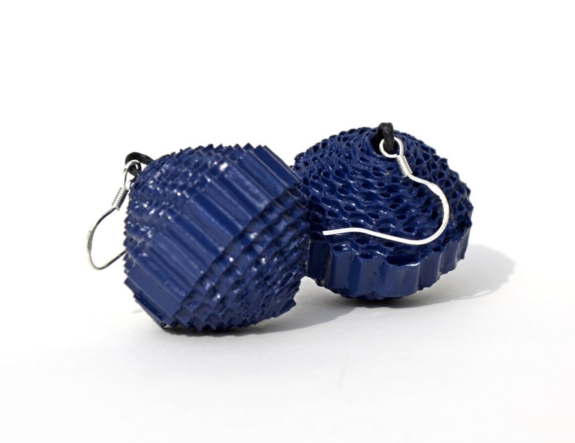 Electric Blue: Statement Earrings PALLA Made of Corrugated Cardboard - Etsy