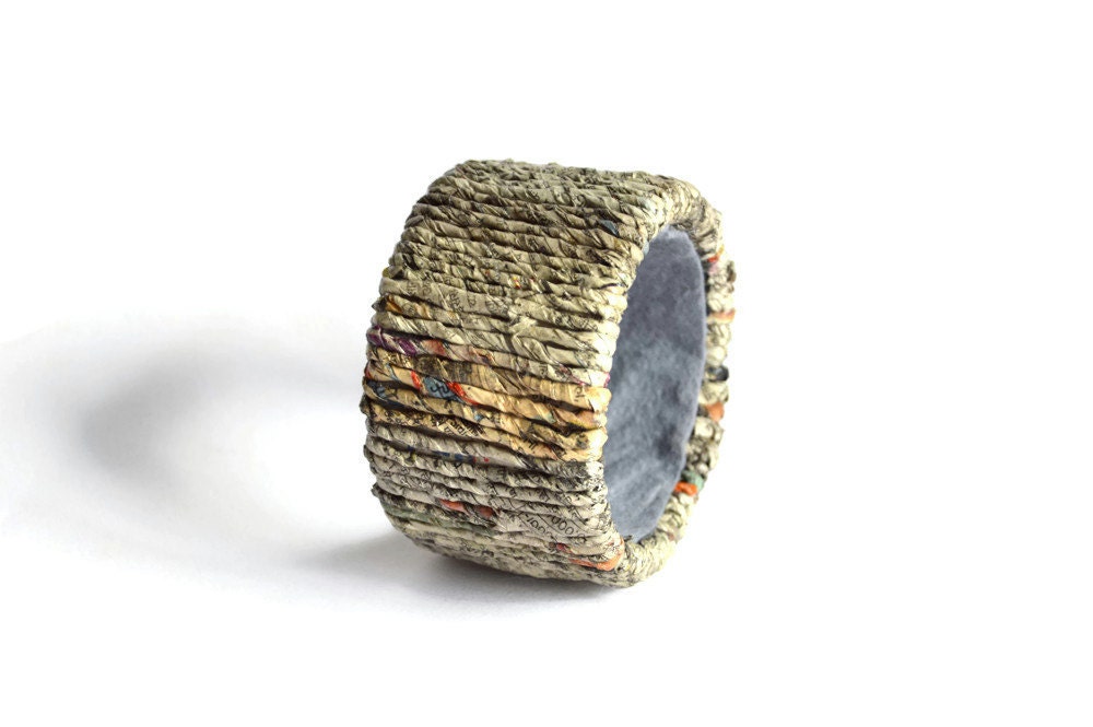 Bracelet Made of Newspaper Yarn - Etsy
