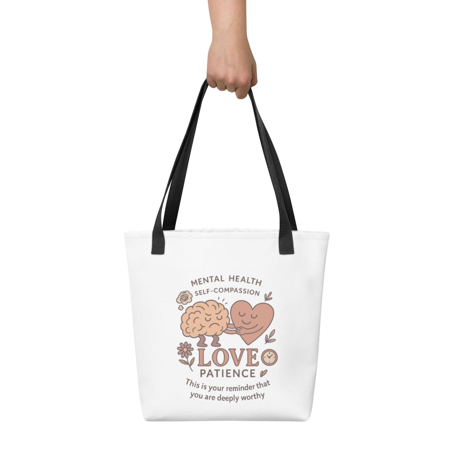 Mental Health Tote Bag – Brain and Heart– Self-compassion, Love ...