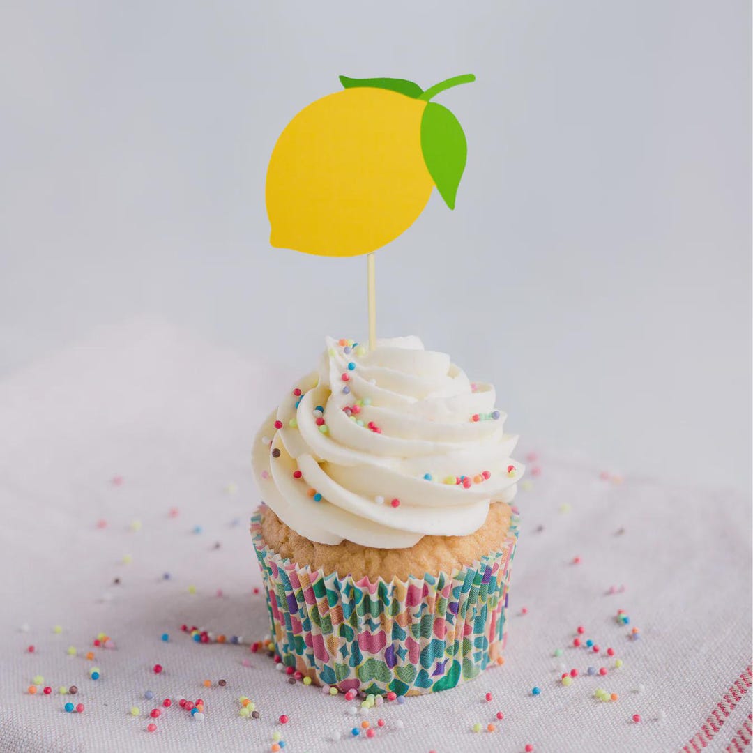 Lemon Cupcake Toppers // Fruit Party Picks, Summer Cupcake Decor ...