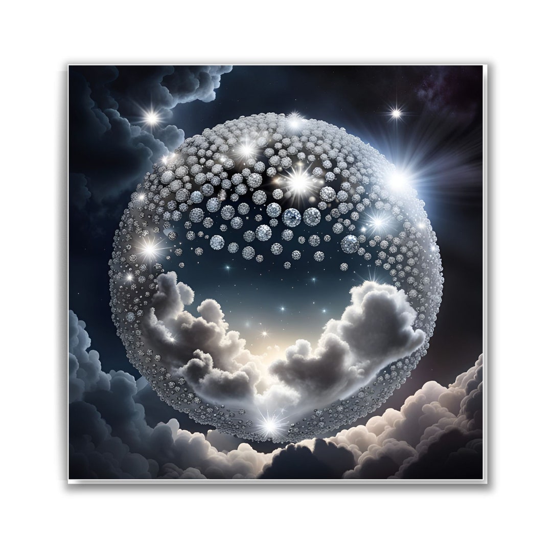 Diamond Moon Digital Download Wall Art Image Square, Moonlight and ...