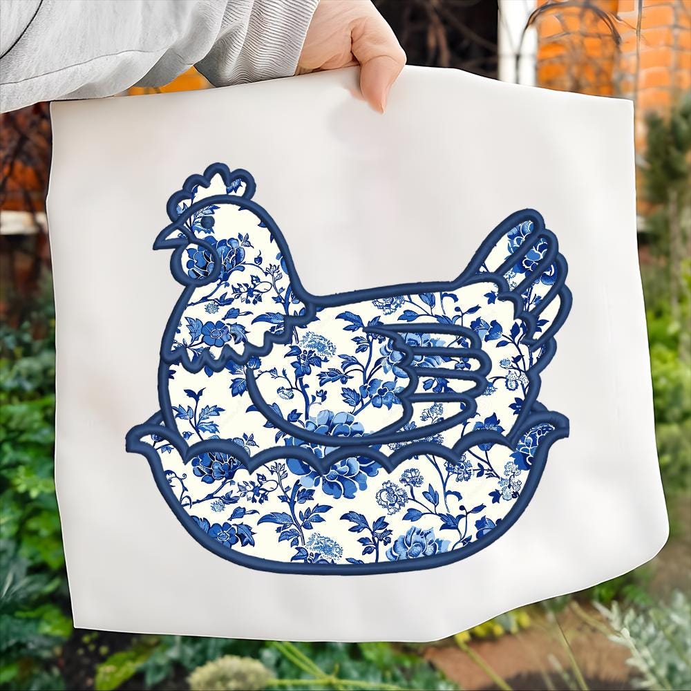 Chinoiserie Hen on Nest Appliqué Embroidery File, Applique Farmhouse ...