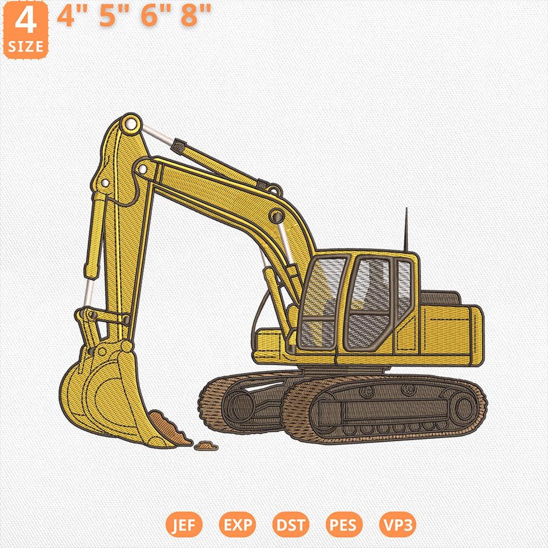 Excavator Digger Embroidery Design, Construction Truck Machine ...