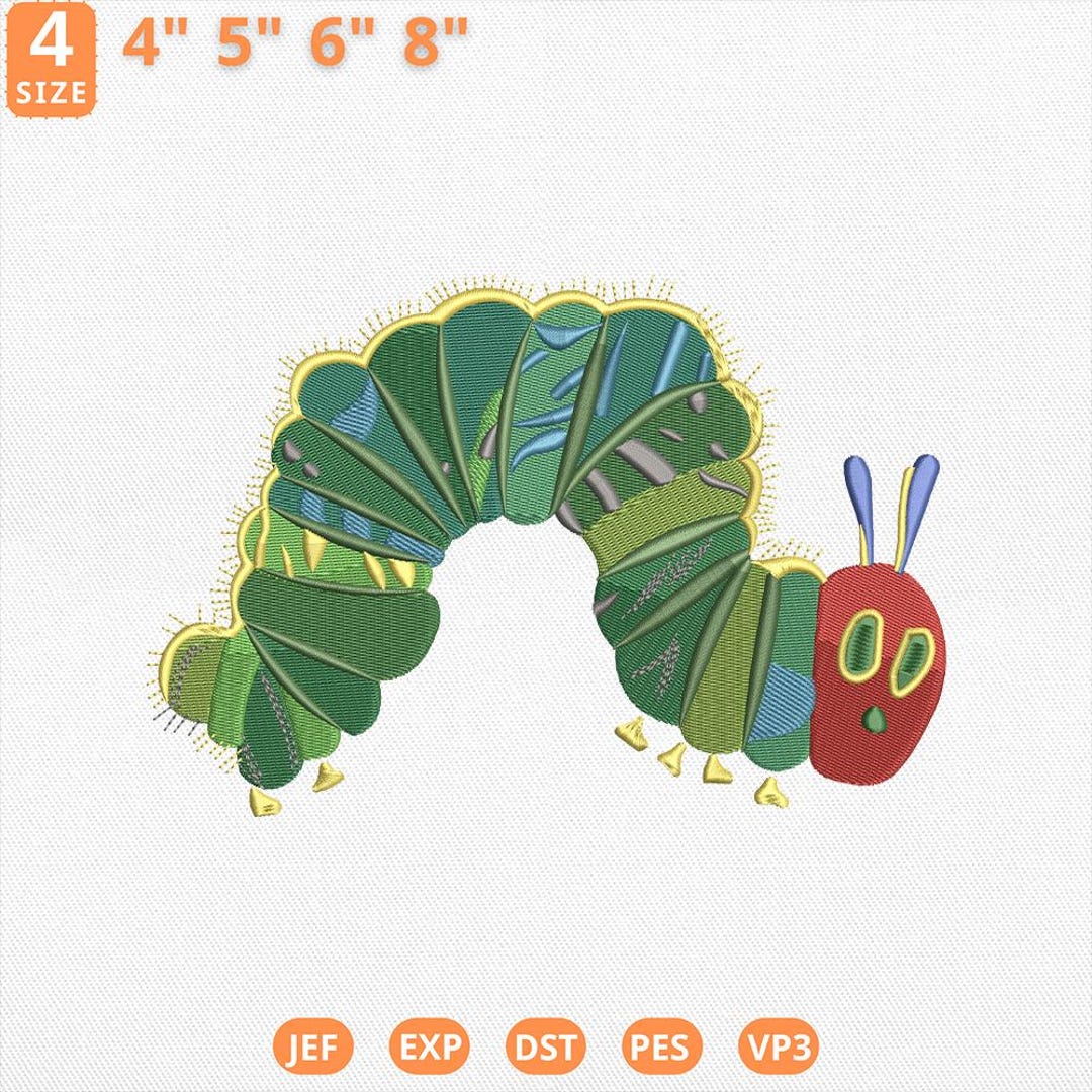 Eat the Rich Caterpillar Embroidery Design, Abstract Folk Insect ...