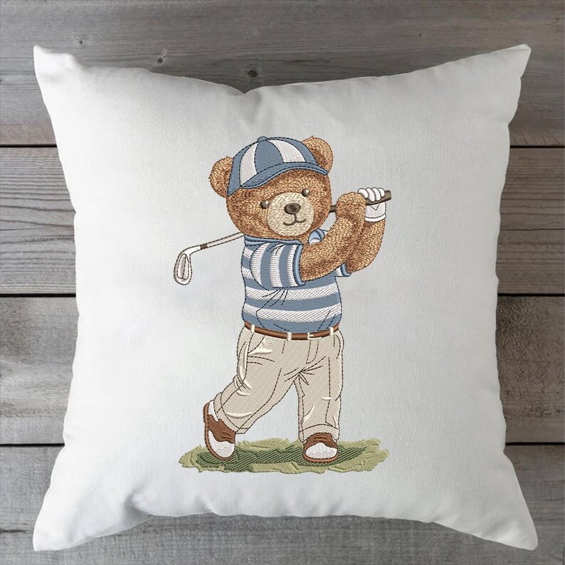 Teddy Bear Golf Embroidery Design, Cute Bear Playing Golf Machine File ...