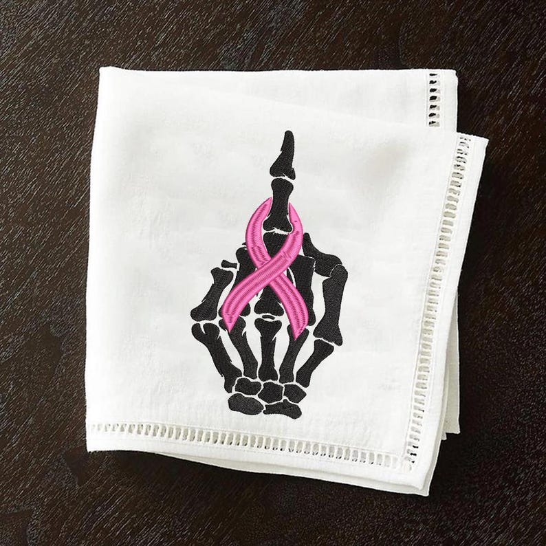 Skeleton Middle Finger Embroidery Design, Breast Cancer Awareness ...