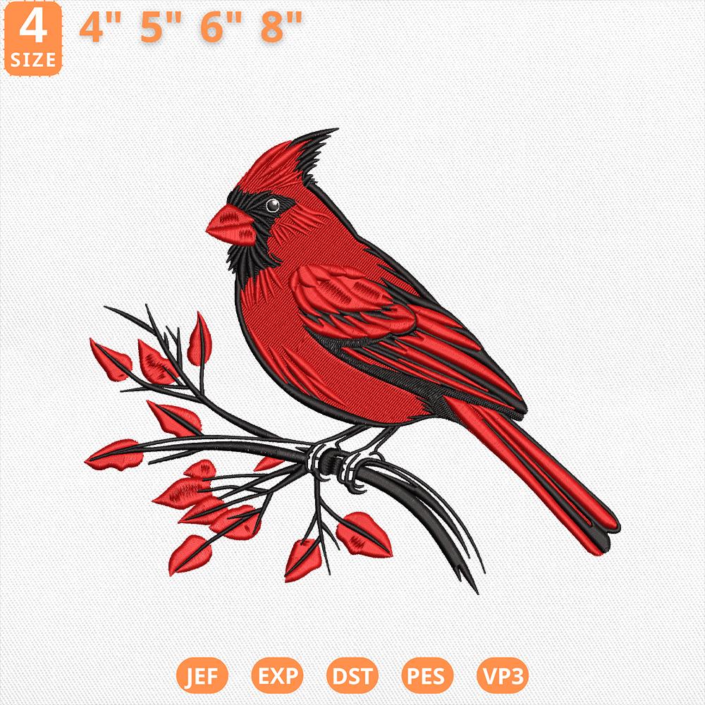 Red Cardinal Bird Embroidery Design, Cardinal Memorial Design, Symbol ...