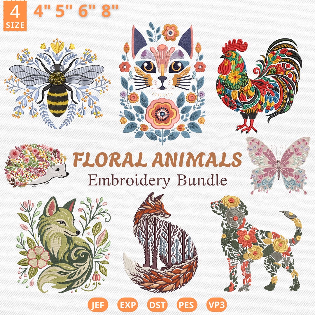 Woodland Animals Embroidery Designs, Rooster Embroidery Pattern, Nature ...