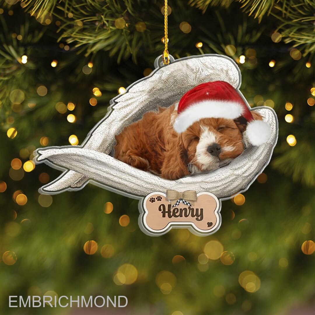 Personalized Cockapoo Sleeping Angel Christmas Ornament, Custom Dog ...