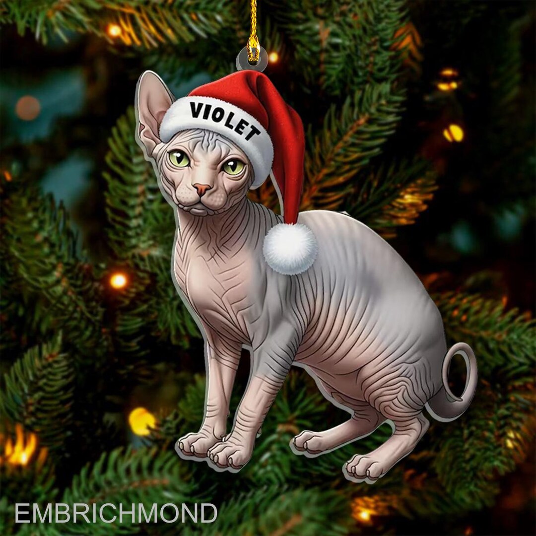 Personalized Sphynx Cat Ornament – 2D Flat Ornament, Xmas Decor, Pet ...