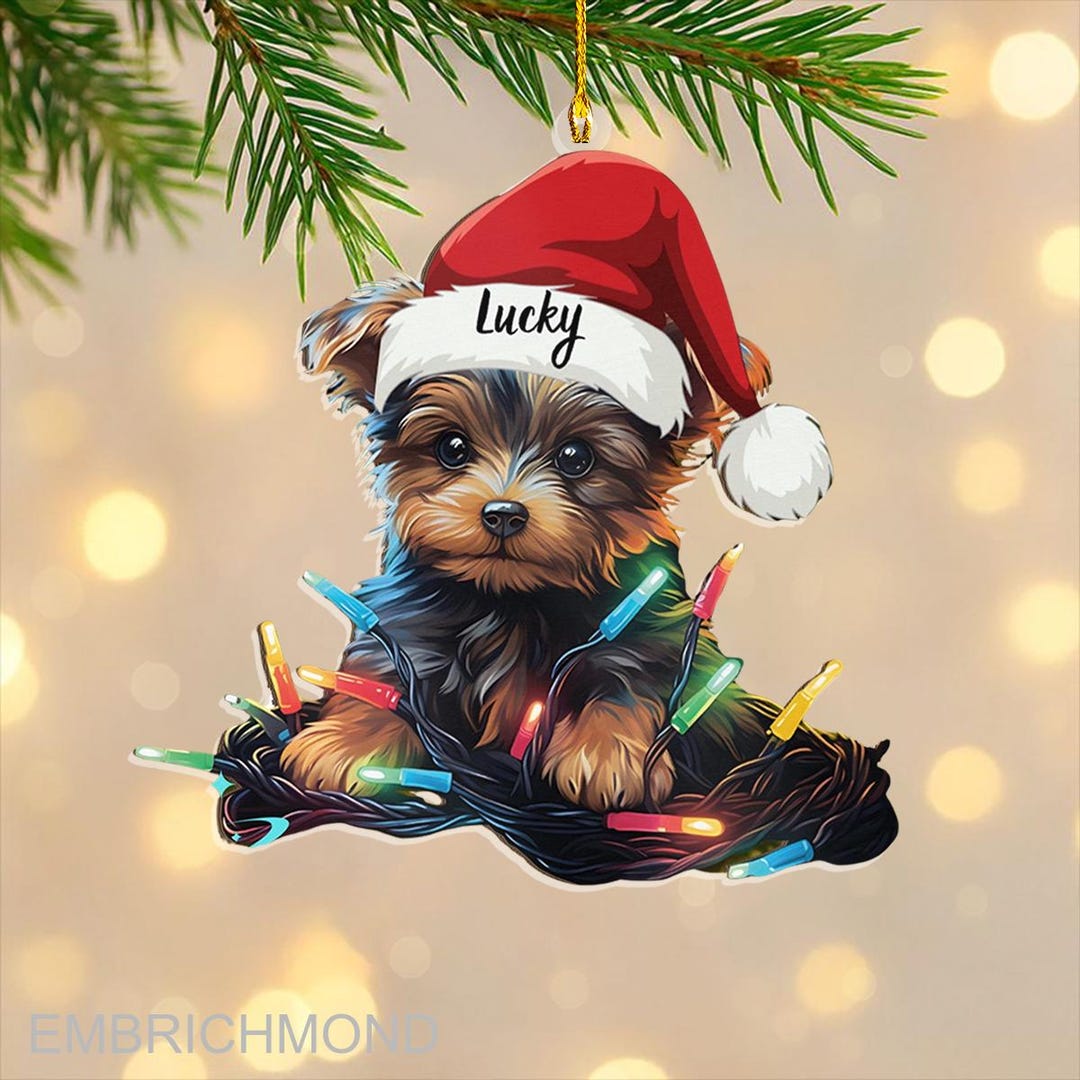 Personalized Yorkie Puppy Christmas Ornament, Custom Name Yorkshire ...