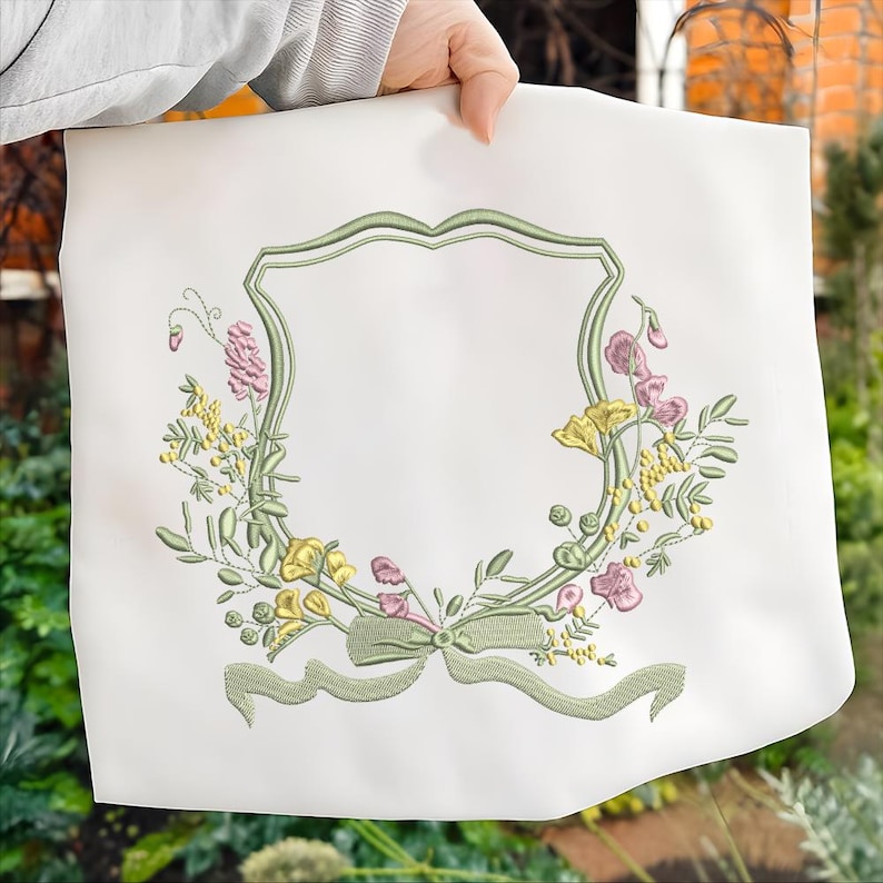 Monogram Frame Embroidery Bundle, Monogram Wreath Crest Embroidery ...