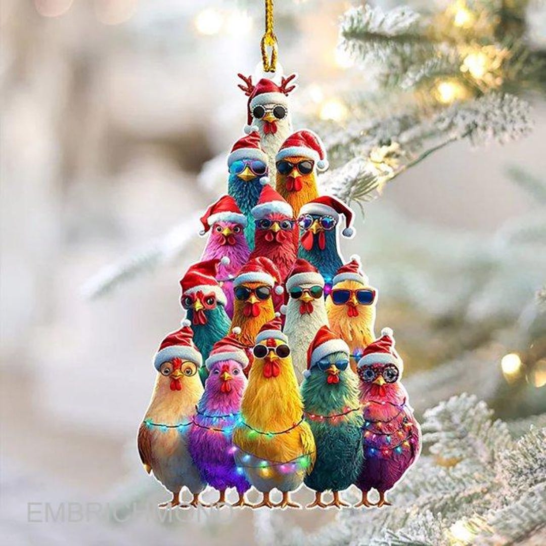 Personalized Chicken Christmas Tree Ornament, Custom Name Hen Ornament ...