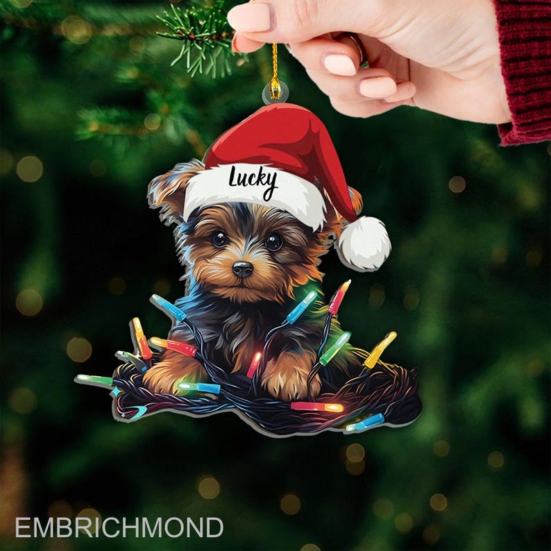 Personalized Yorkie Puppy Christmas Ornament, Custom Name Yorkshire ...