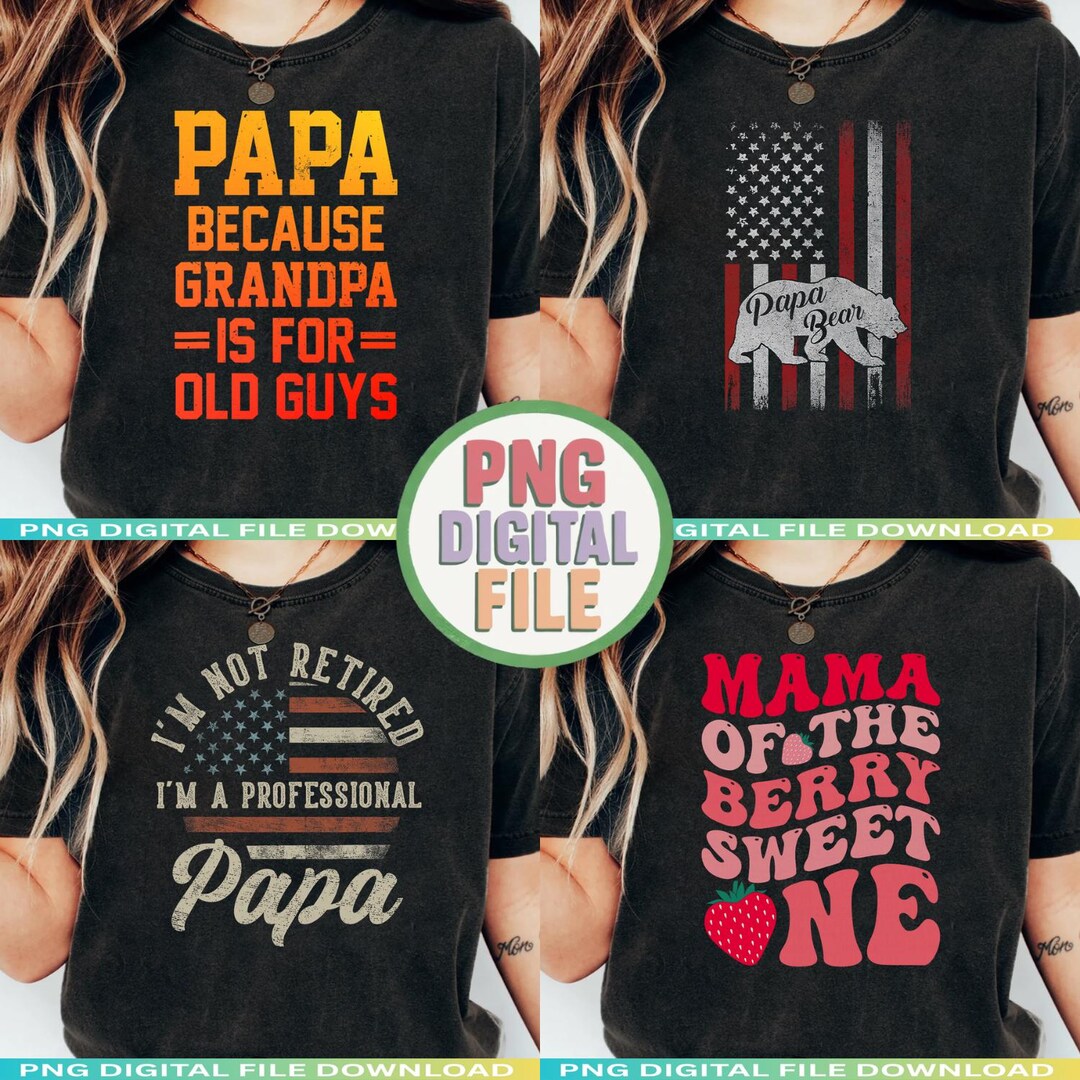 Funny Papa Designs PNG Bundle, Funny Papa Design Grandpa, Papa Bear ...