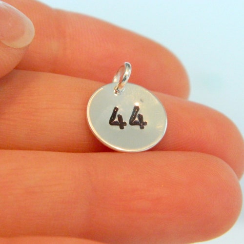 Number Charm Hand Stamped Personalized Silver Round: Two - Etsy