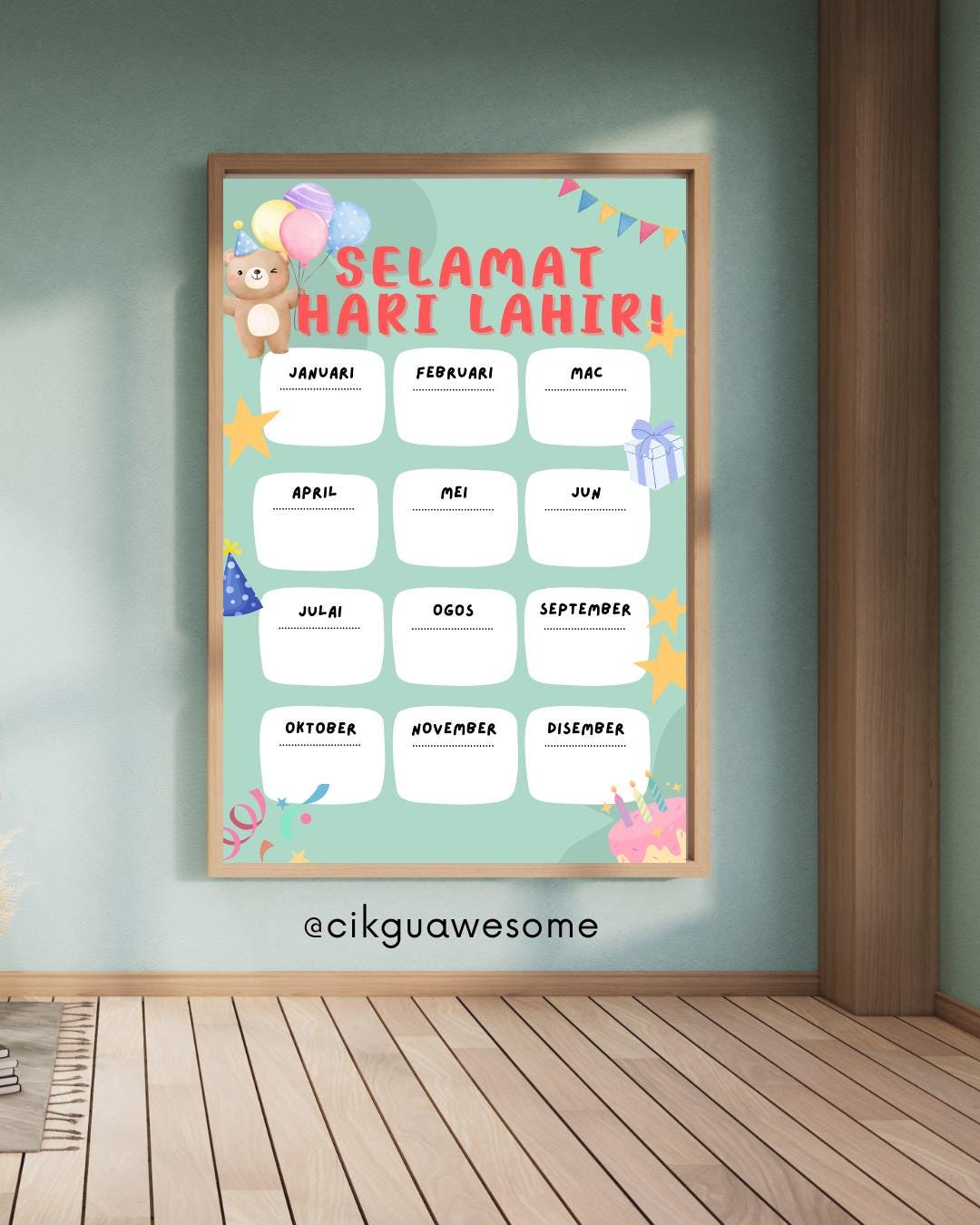 Classroom Birthday Chart in Malay | Carta Hari Lahir Dalam Bahasa ...