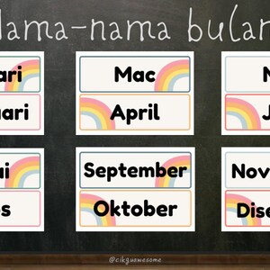 Nama-nama Bulan Whiteboard Flashcards (bahasa Melayu) (malay) - Etsy