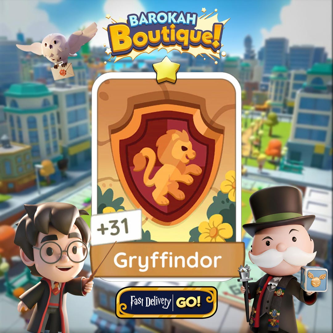 Gryffindor 1 Stars – Set 4 Hogwarts Houses – Monopoly GO Sticker – Fast ...