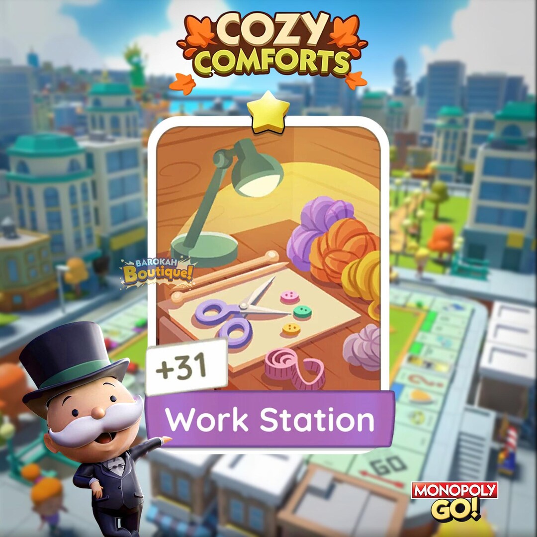 Work Station – 1 Stars – Monopoly GO Sticker - Cozy Comforts Album Fast ...