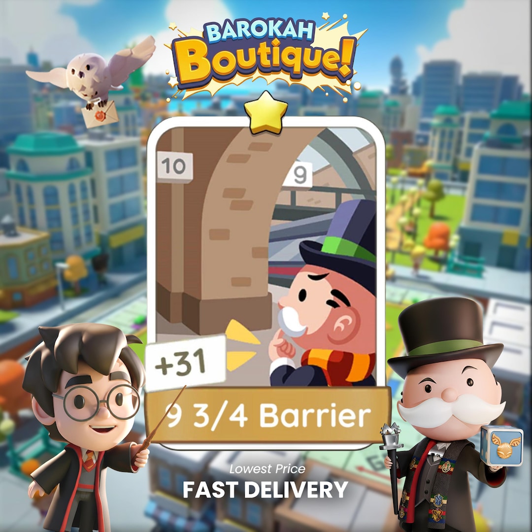 9 3/4 Barrier 1 Stars – Set 1 on Location – Monopoly GO Sticker – Fast ...