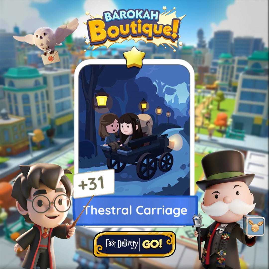 Thestral Carriage 1 Stars – Set 6 Transportation – Monopoly GO Sticker ...