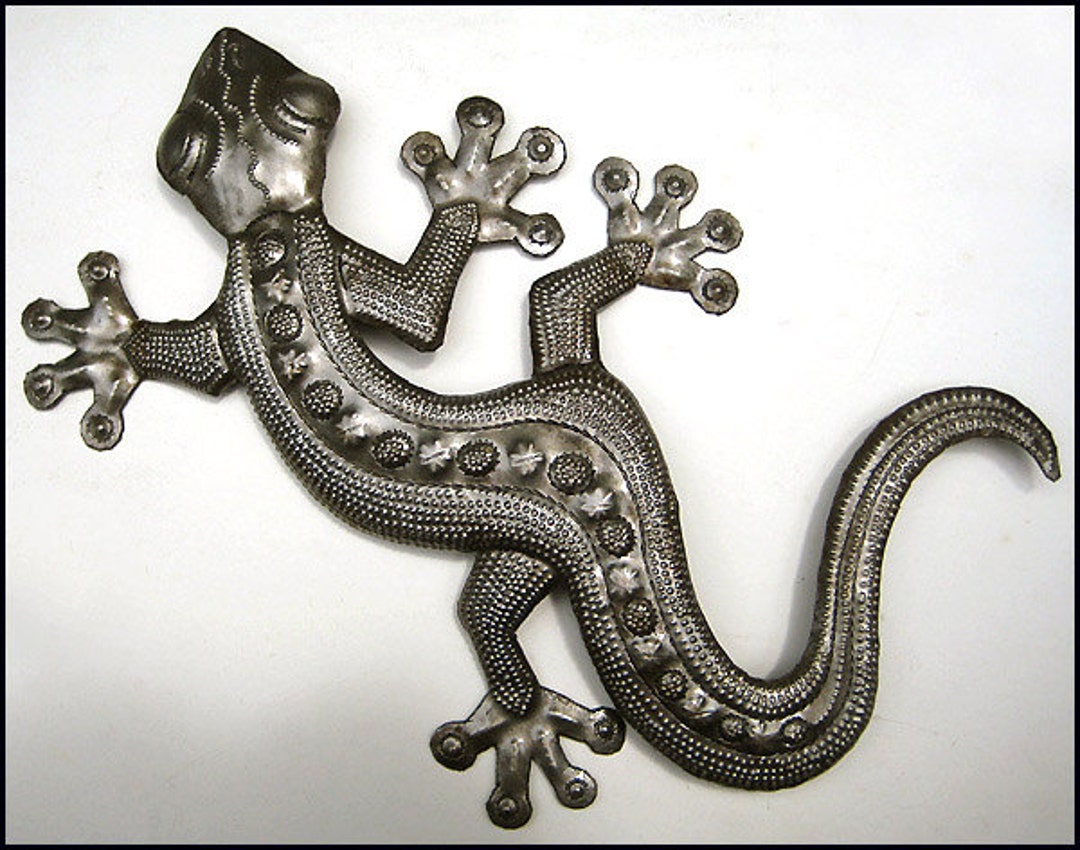 GECKO WALL ART, Gecko Metal Art, Outdoor Garden Decor, Haitian Art ...