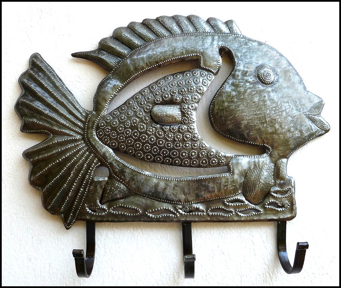 FISH WALL HOOK Handcrafted Metal Art Towel Hook Bathroom - Etsy