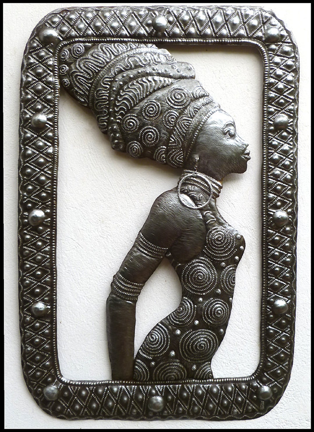 ETHNIC ART, Metal Wall Hanging, African Woman, Wall Art, Metal Art ...