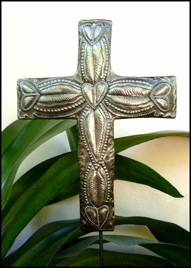 METAL CROSS Garden Plant Stake garden Art Metal Art - Etsy