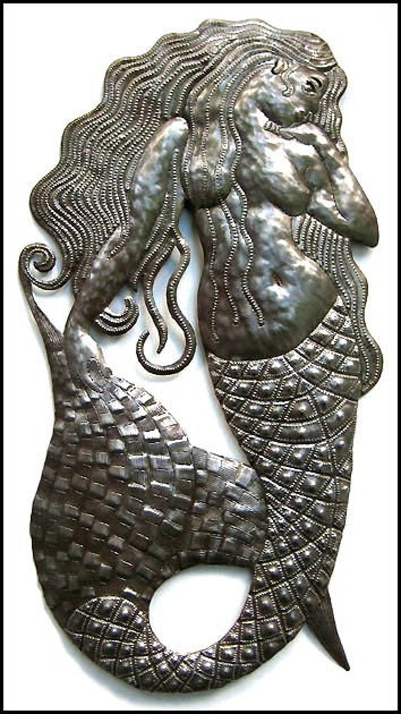 Mermaid Metal Wall Decor Metal Wall Art Recycled Metal Art - Etsy