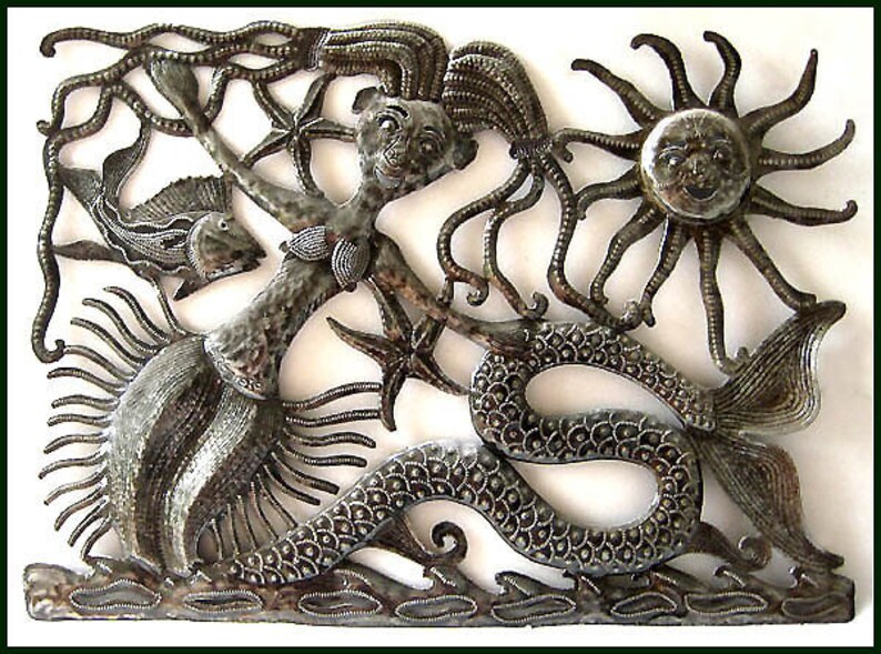 HAITIAN METAL ART Mermaid on the Beach Metal Mermaid Wall - Etsy