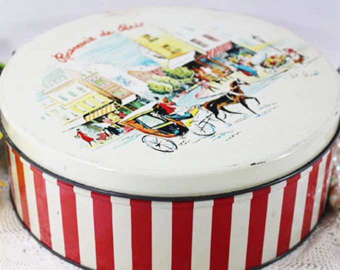 Vintage Rosemarie De Paris Tin, Container, French Tin in Red and White ...