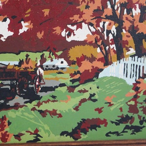 16" X 12 Paint by Number Farm With Horse Cart, Framed Acrylic Painting ...