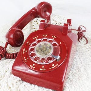Red Dial Telephone, Red Phone, Vintage Dial Telephone - Etsy