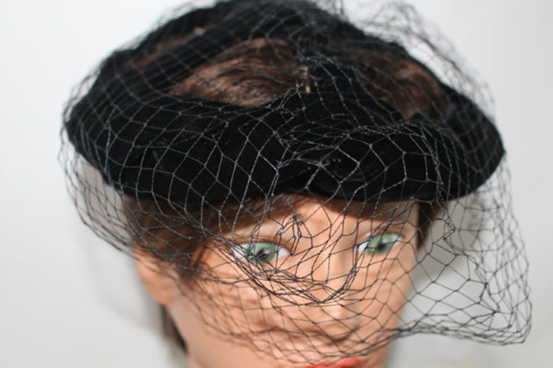 Vintage Black Hat With Black Netting Vintage Hat - Etsy