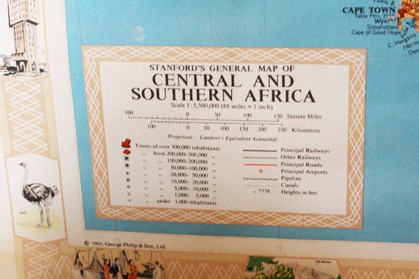 Africa Wall Map School Map Roll up Map Africa Central and | Etsy