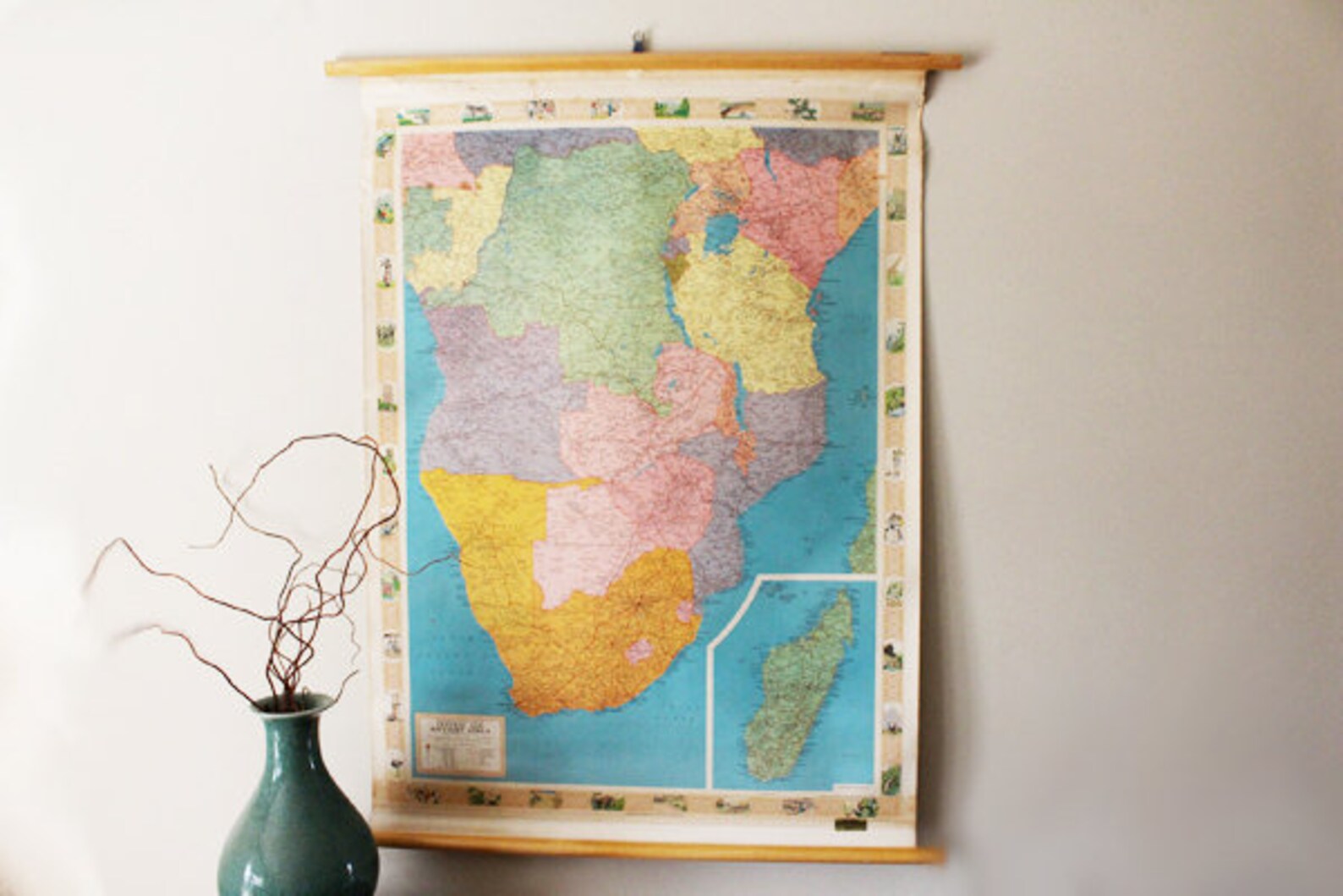 Africa Wall Map School Map Roll up Map Africa Central and - Etsy