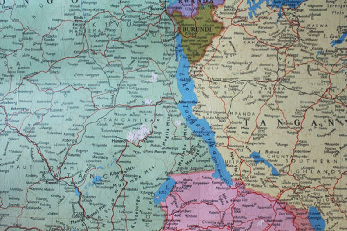 Africa Wall Map School Map Roll up Map Africa Central and | Etsy