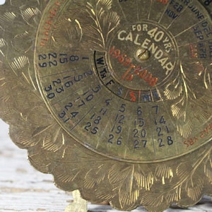 Brass Calendar, 40 Year Calendar, Vintage Round Brass Desk Calendar ...