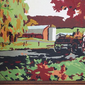 16" X 12 Paint by Number Farm With Horse Cart, Framed Acrylic Painting ...