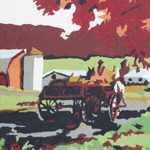 16" X 12 Paint by Number Farm With Horse Cart, Framed Acrylic Painting ...