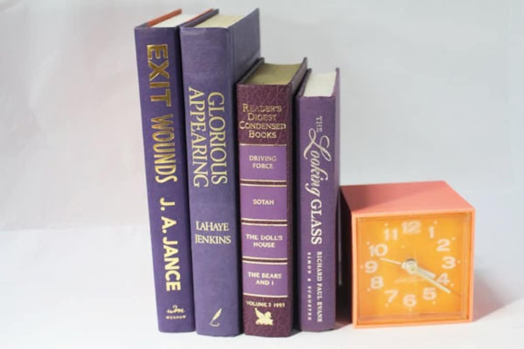 4 Purple With Gold Books, Purple Book Stack, Purple Books for Home ...