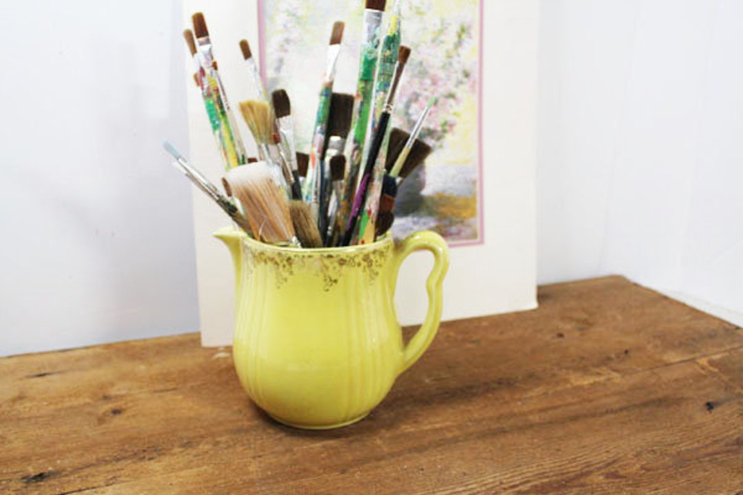 Hall's Water Pitcher, Vintage Pitcher, Kitchen Organizer, Yellow ...