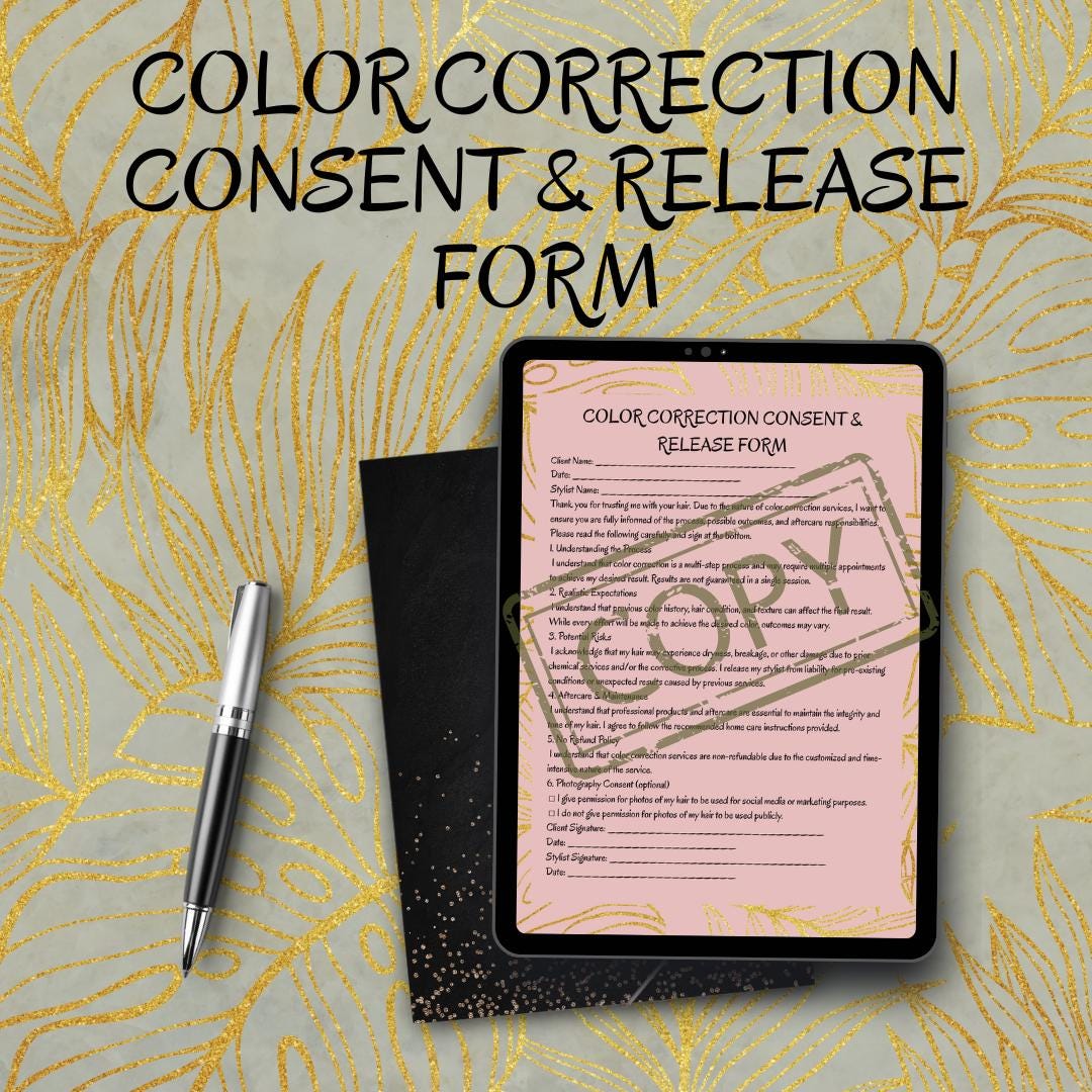 Color Correction Consent Form PDF | Hair Salon Release Form | Printable ...