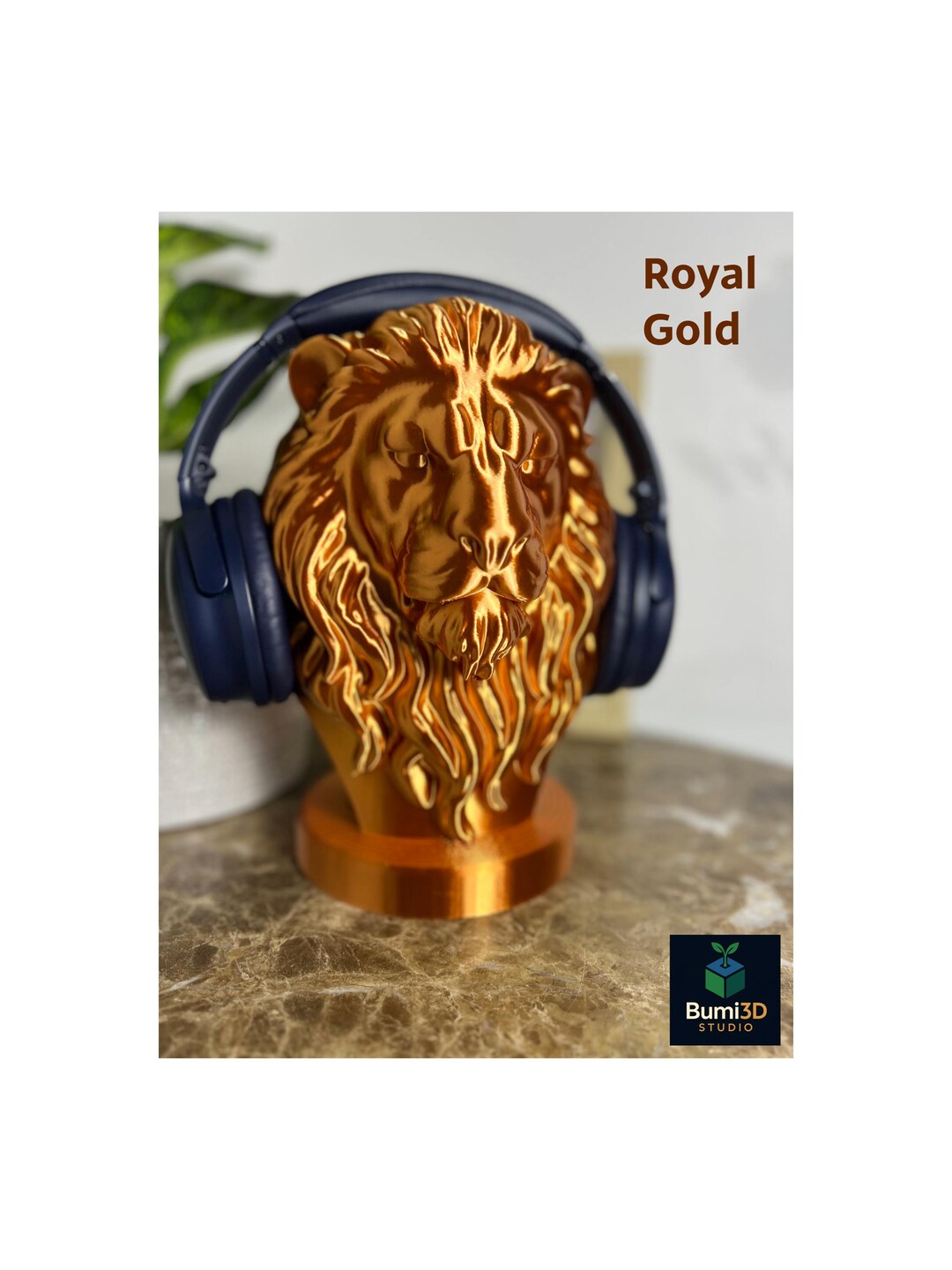 Lion Headphone Stand – 10" Tall | Animal Wildlife Decor | Unique Gift ...