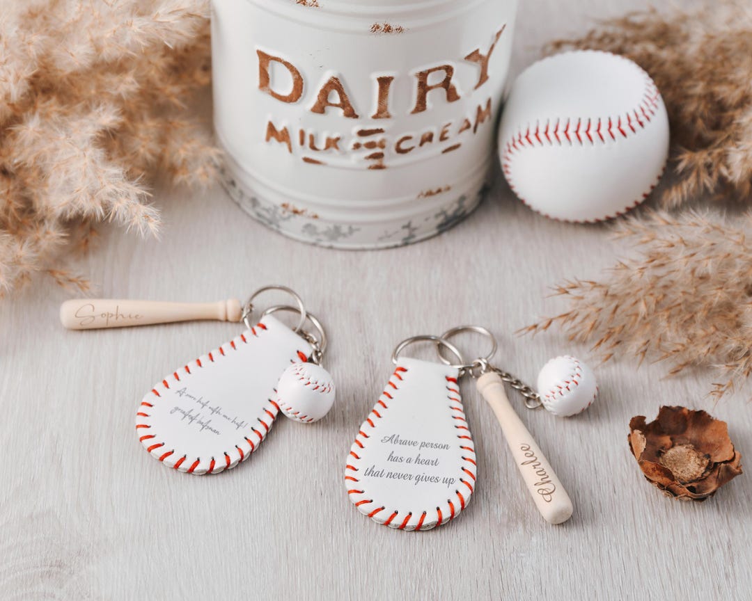 Personalized Leather Baseball Keychains - Unique Handcrafted Gifts ...